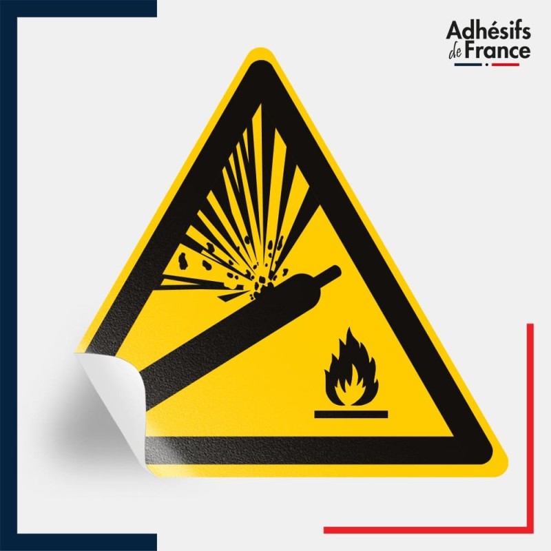 Adhésif - Danger bouteilles pressurisées - Pictogramme Norme ISO 7010